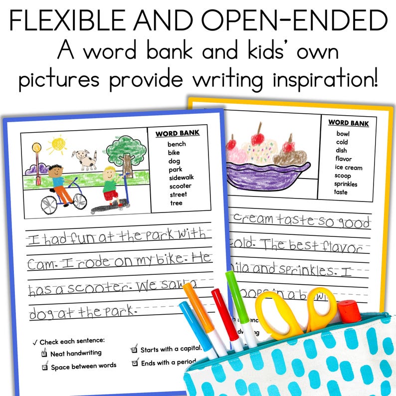 Sentence Writing Practice Draw and Write Printable Picture Prompts for ...