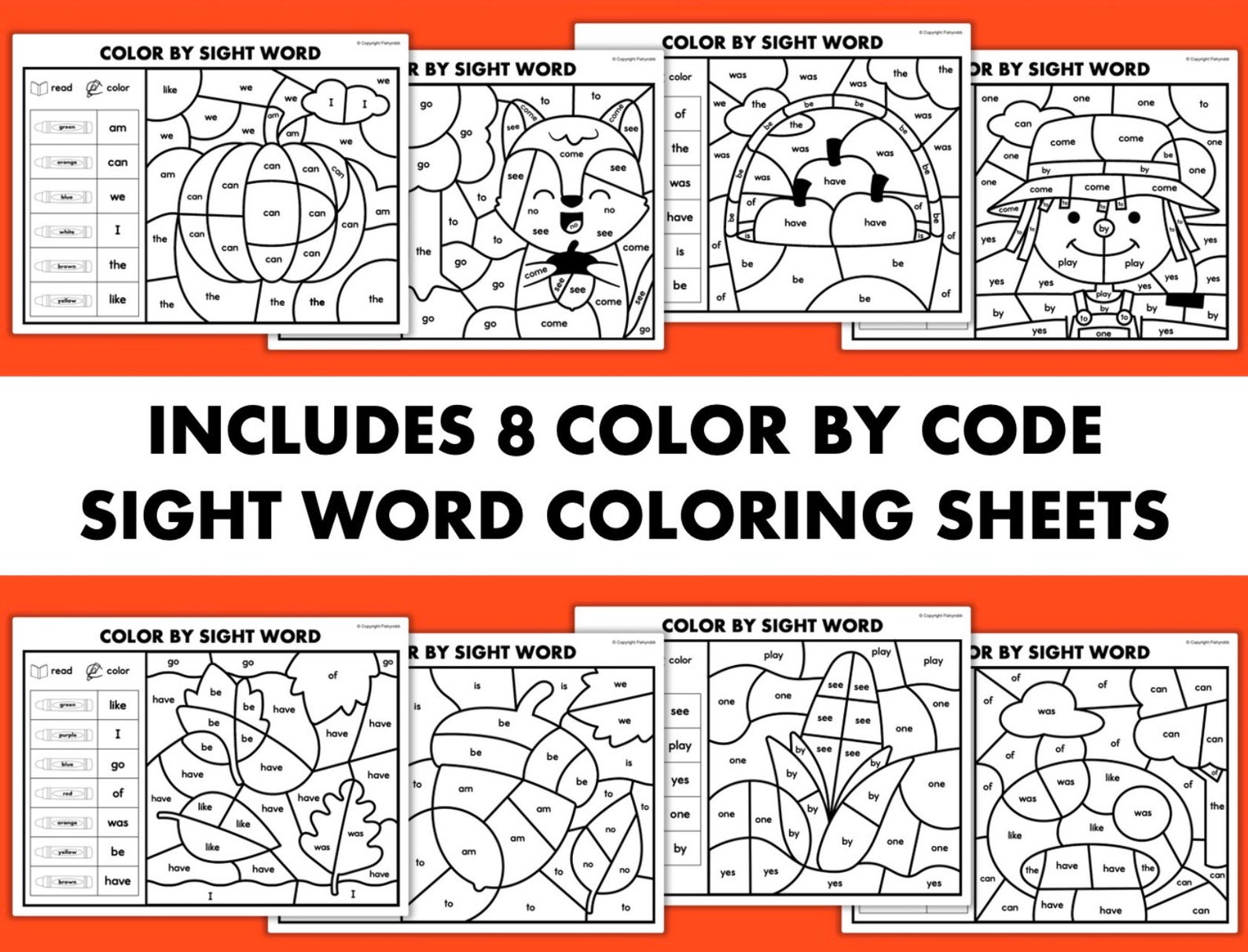 Kindergarten Sight Words Color by Code Worksheets (Instant Download) - Etsy