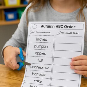 ABC Order Cut & Paste Printable Worksheets HOLIDAYS SEASONS All Year ...