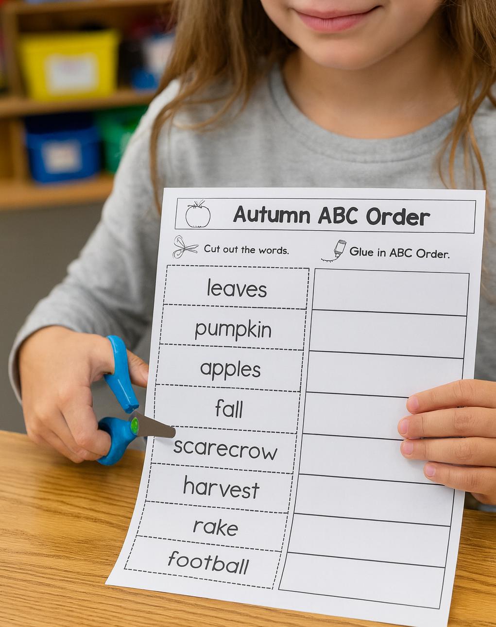 ABC Order Cut & Paste Printable Worksheets HOLIDAYS SEASONS All Year ...