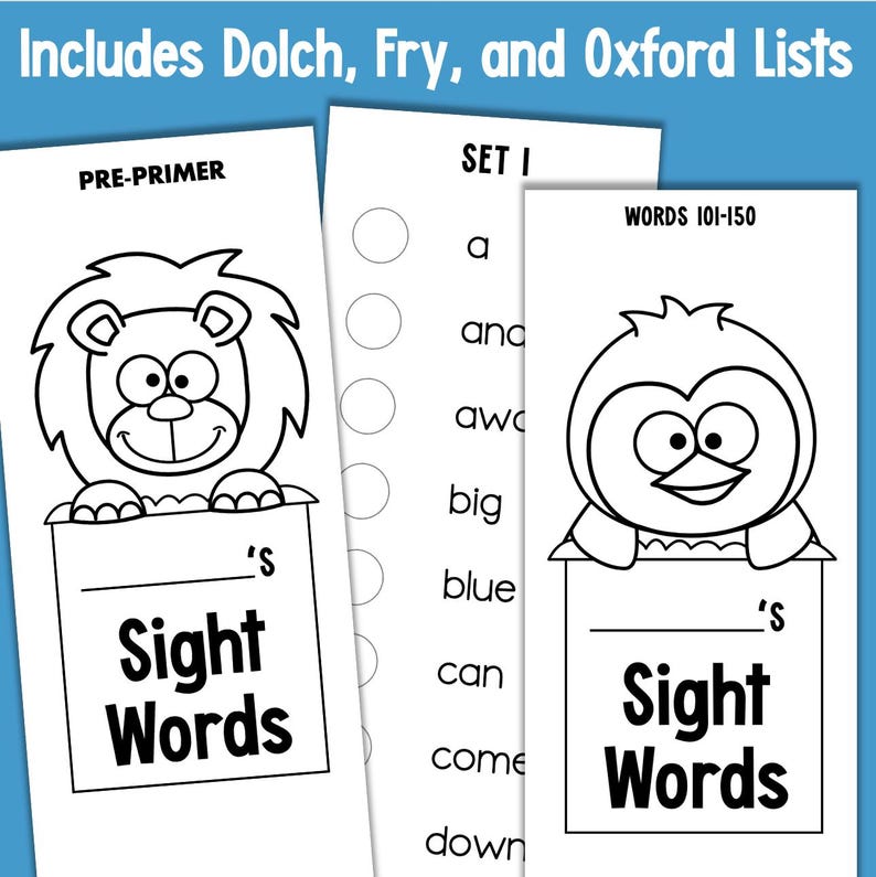 Sight Word Sticker Books Printable Incentive Reward Booklets for ...
