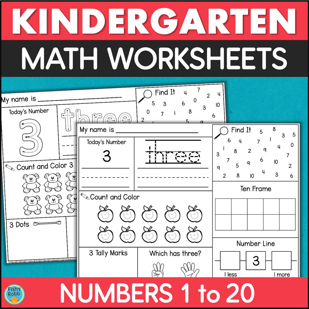 Kindergarten Math Worksheets Learning Numbers 1 to 20 Counting Number ...