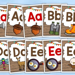 Printable CAMPING Theme ABC Alphabet Posters & Word Wall Letters A to Z ...