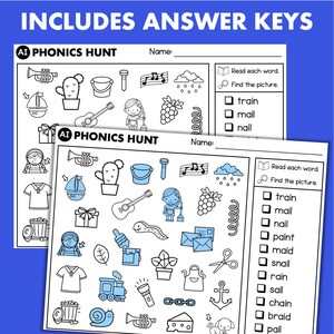Phonics Read and Find Picture Hunt Worksheets 1st Grade 2nd Grade ...