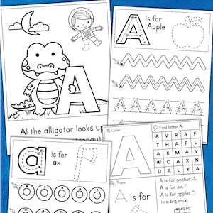 Alphabet Letters Printable Worksheets A to Z Letter Sounds Learn to ...