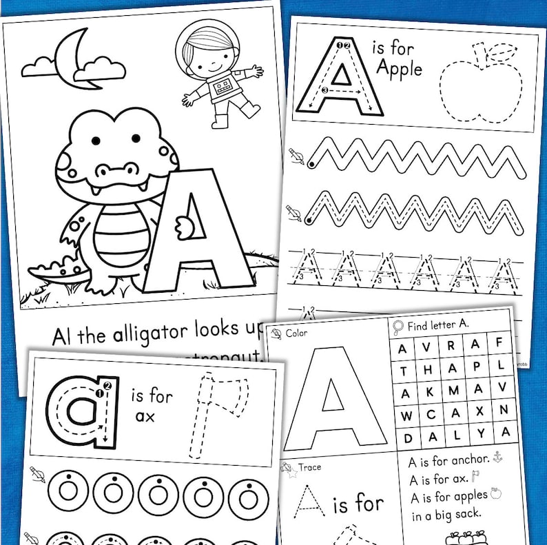 Alphabet Letters Printable Worksheets A to Z Letter Sounds Learn to ...