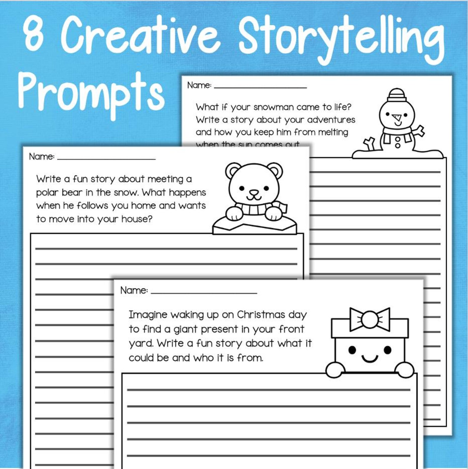 2nd 3rd Grade Writing Prompts and Printable Worksheets Year Long Bundle ...
