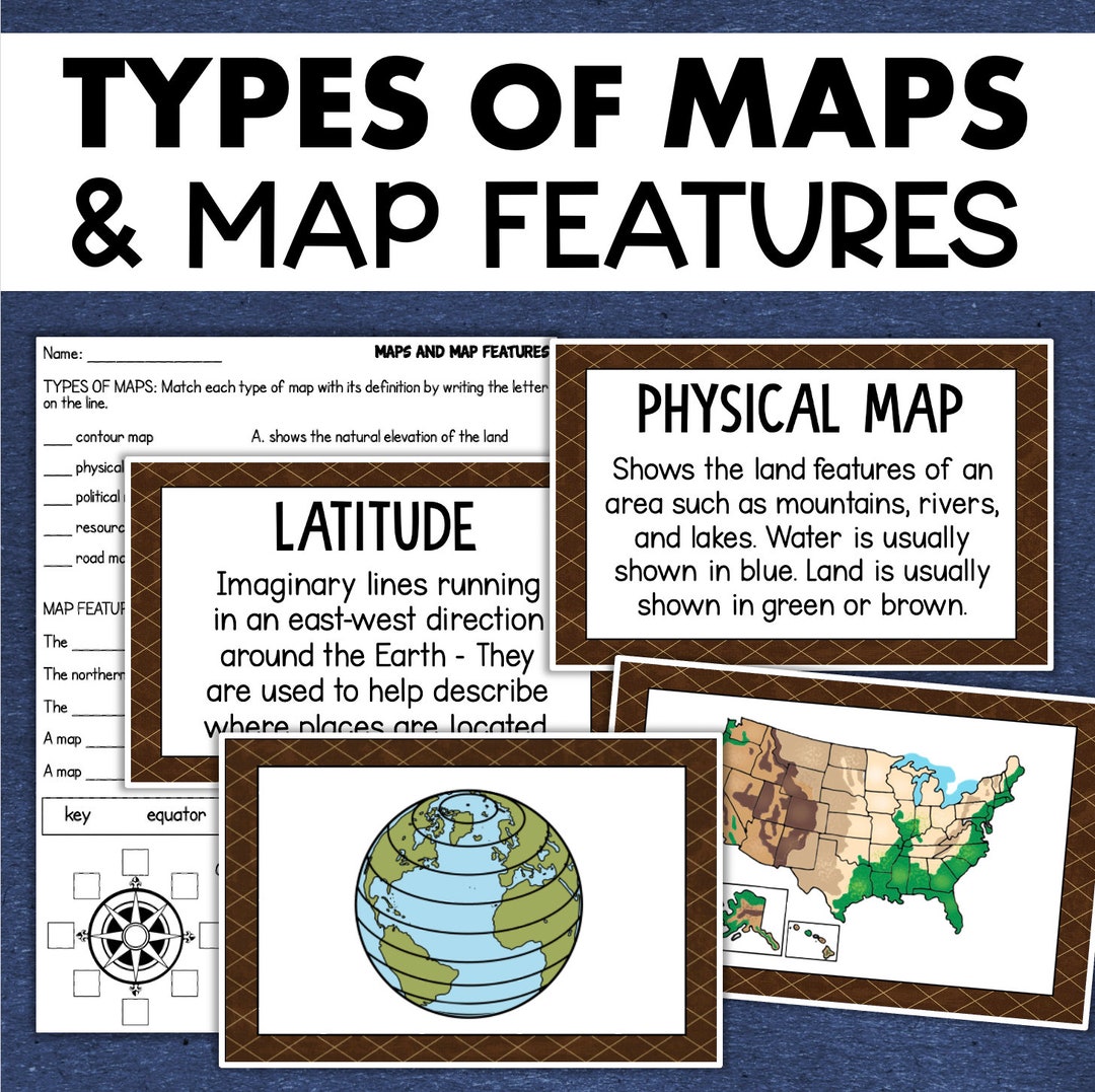MAPS Map Skills Posters & Worksheet Social Studies Classroom Homeschool ...