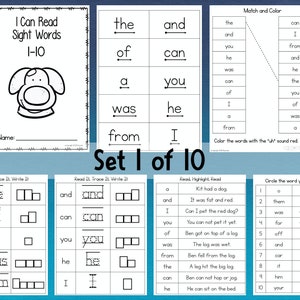 100 Printable Sight Words Worksheets & Flashcards Kindergarten 1st ...