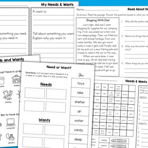 Learning About Money Goods and Services Needs and Wants Worksheets ...