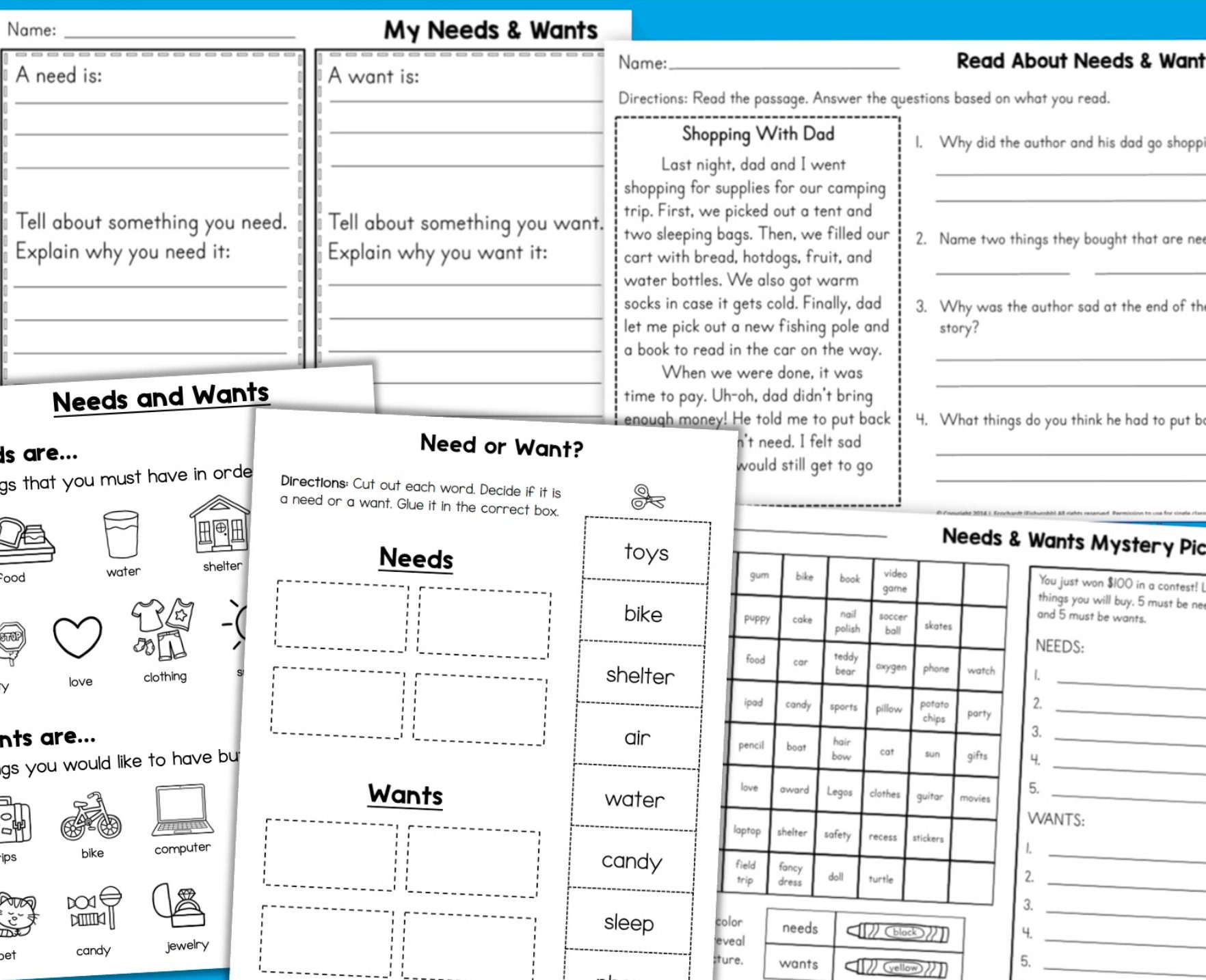 Learning About Money Goods and Services Needs and Wants Worksheets ...
