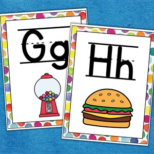 Printable Alphabet Posters ABC Letters Polka Dot Preschool Kindergarten ...