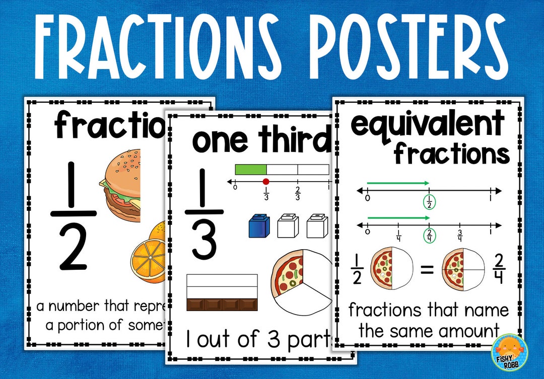 Fractions Math Posters Classroom Homeschool - Etsy