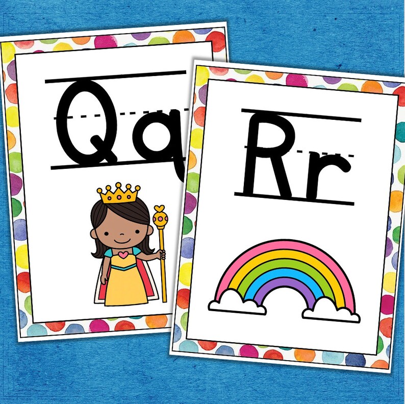 Printable Alphabet Posters ABC Letters Polka Dot Classroom - Etsy