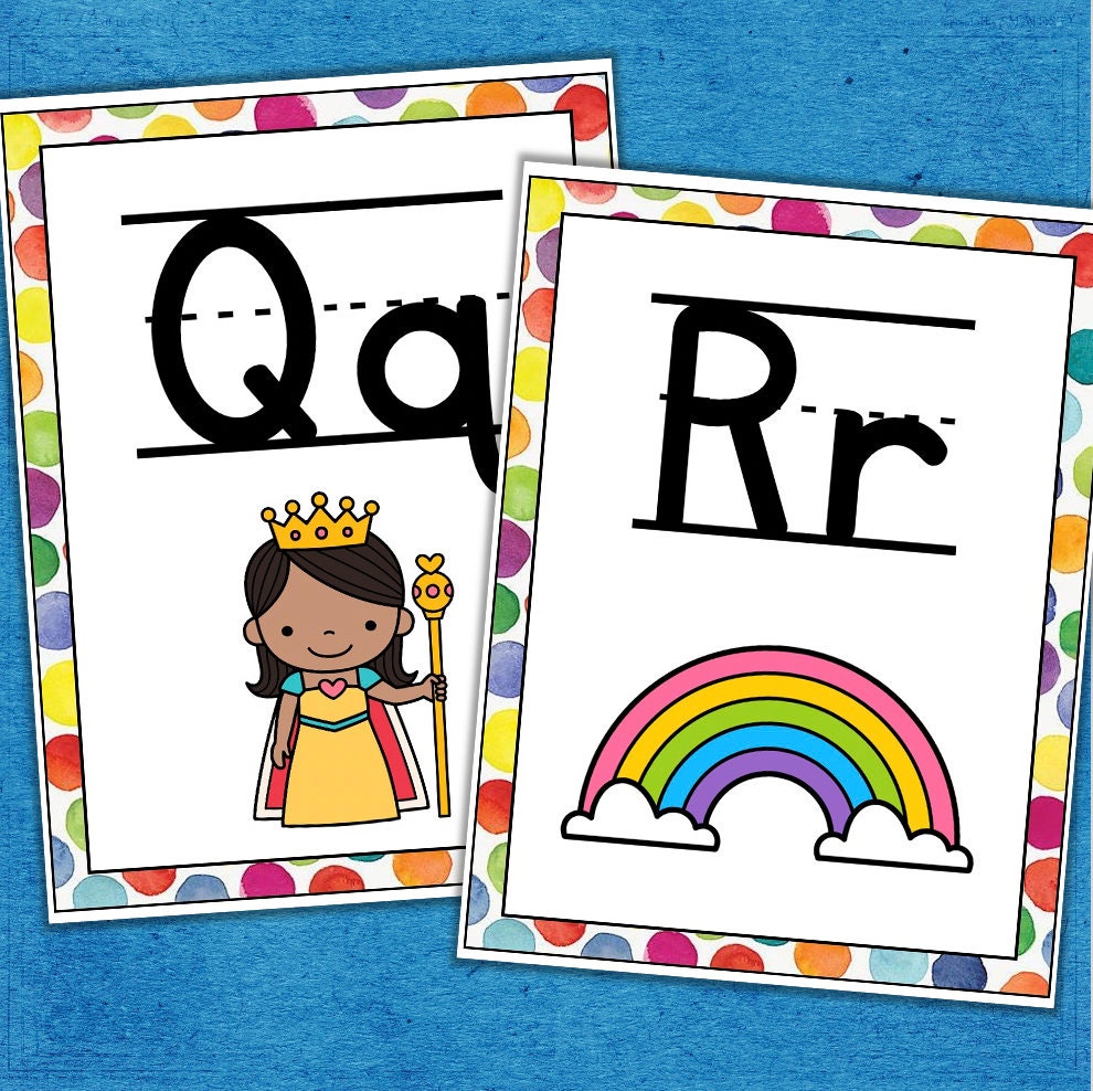 Printable Alphabet Posters ABC Letters Polka Dot Classroom - Etsy