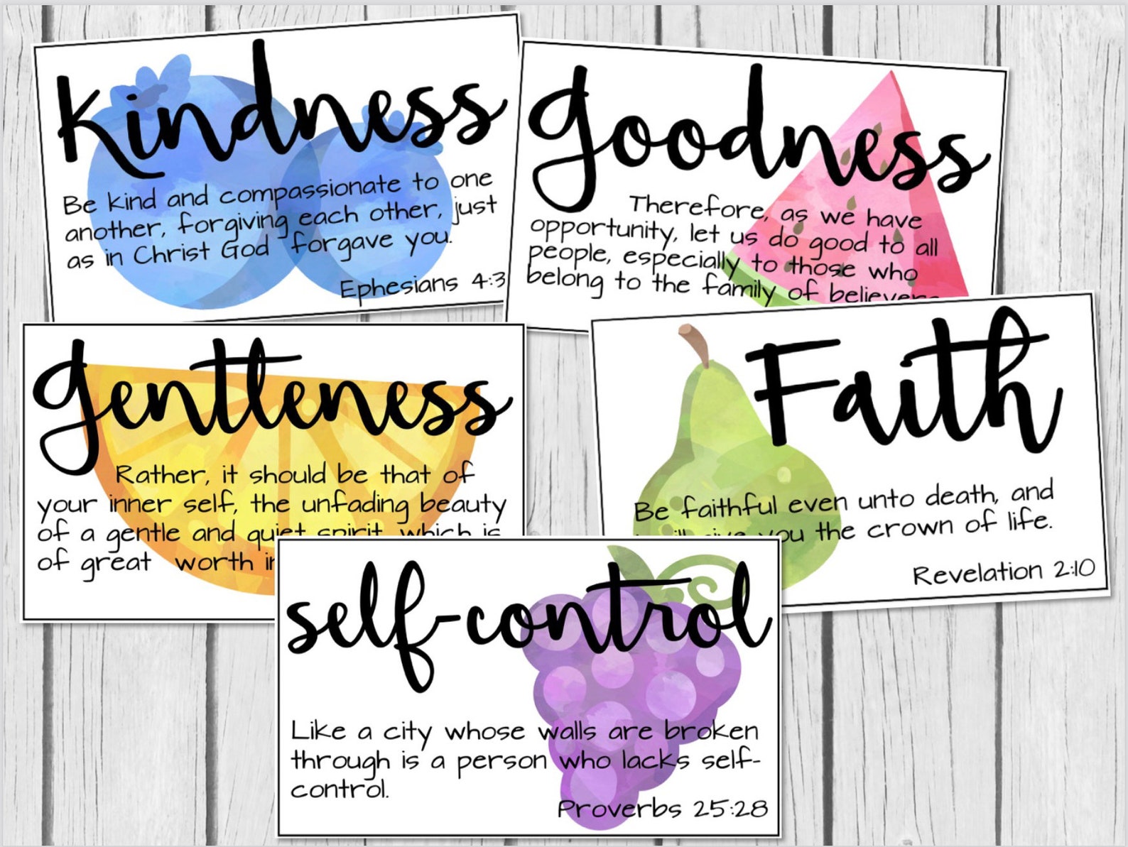 Fruit of the Spirit Watercolor Posters Printable Christian Classroom ...