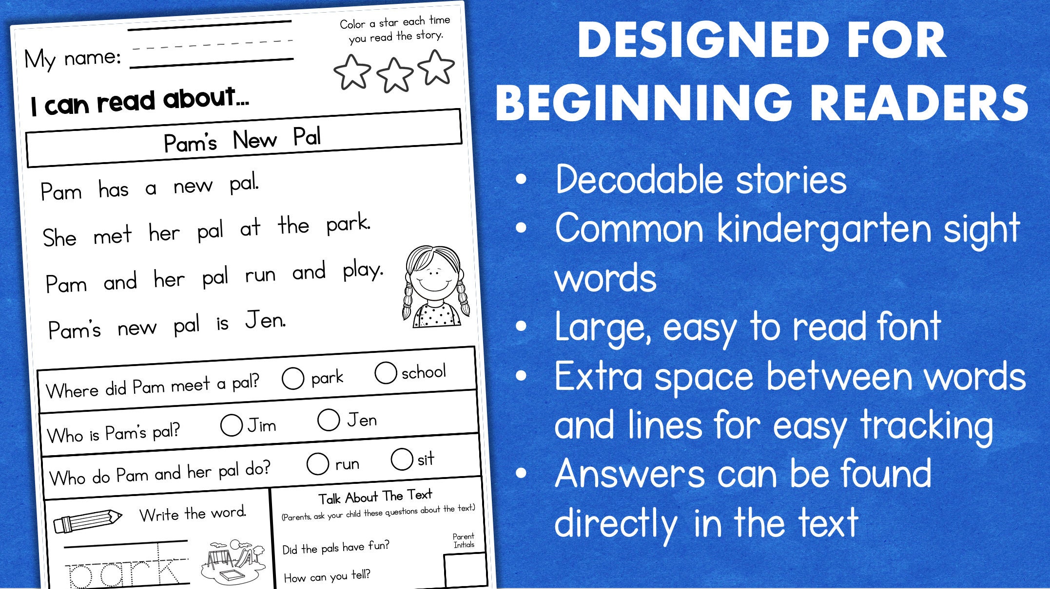Kindergarten at Home Reading Worksheets Comprehension - Etsy
