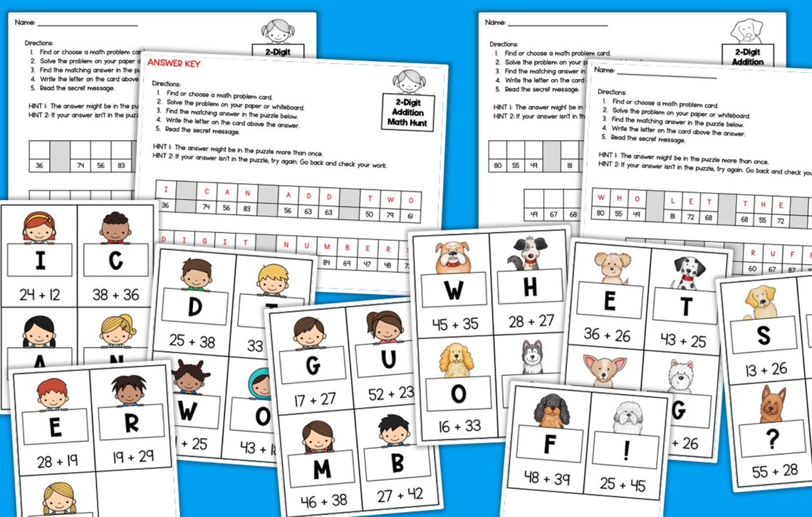 2nd Grade Math Activities BUNDLE Addition Subtraction Telling - Etsy