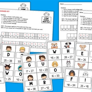 2nd Grade Math Activities BUNDLE Addition Subtraction Telling Time ...