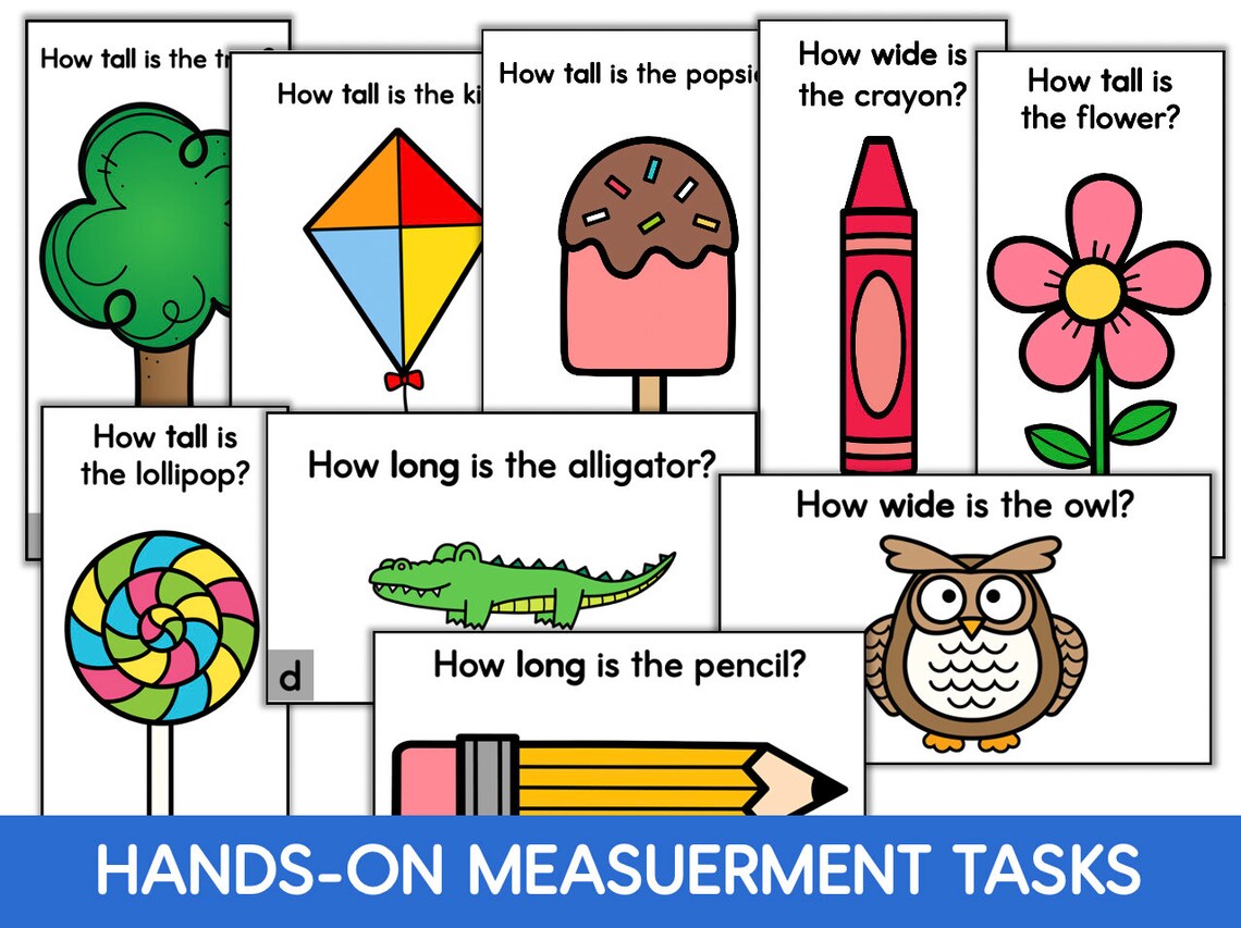 Learning to Measure Activities Kindergarten 1st Grade Math Task Cards ...