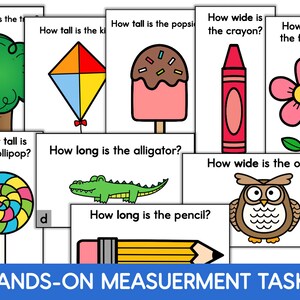 Learning to Measure Activities Kindergarten 1st Grade Math Task Cards ...