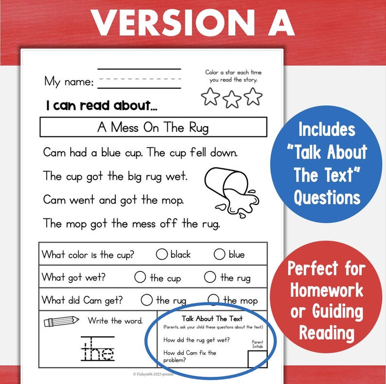 Kindergarten at Home Reading Worksheets - Sight Word Stories and ...