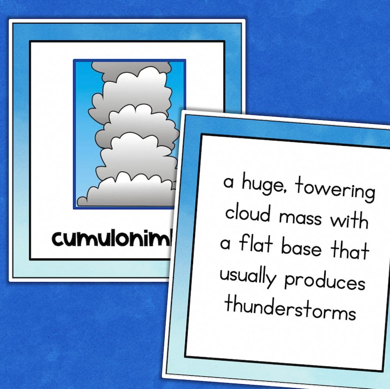 Weather and Climate Vocabulary Cards With Pictures & - Etsy