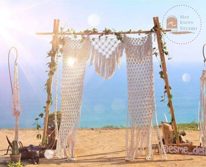 Macrame Wedding Arch- Rustic Macrame Arch- Boho Macrame Backdrop ...