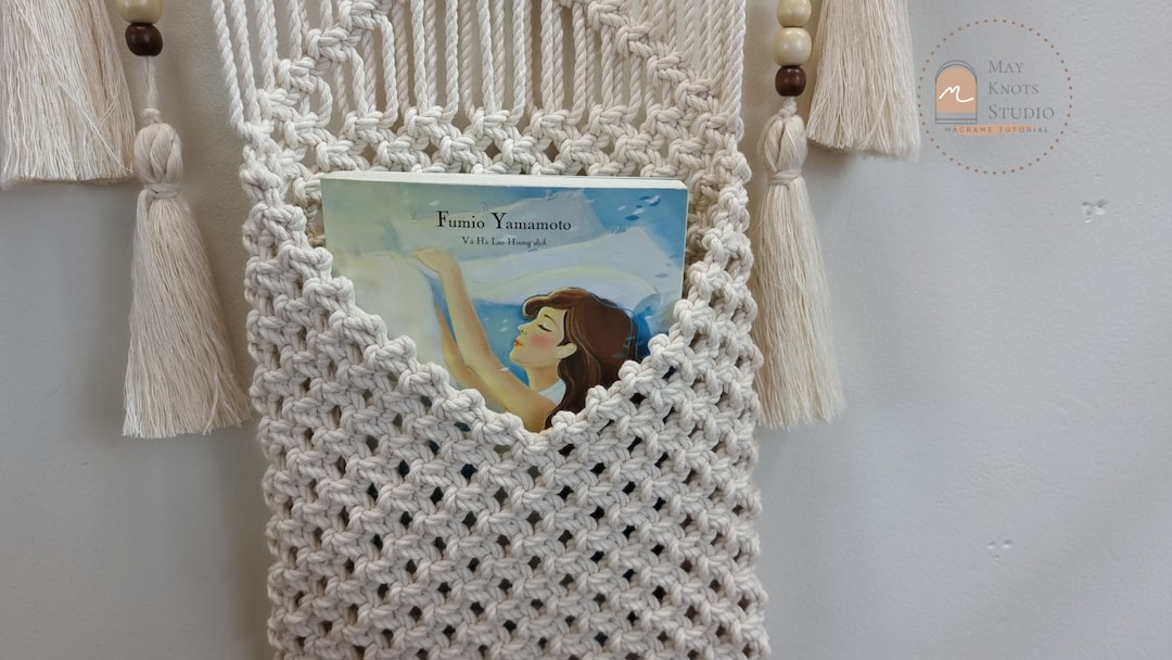 Macrame Pocket Wall Hanging for Books and Letters, Boho Weaving Wall ...