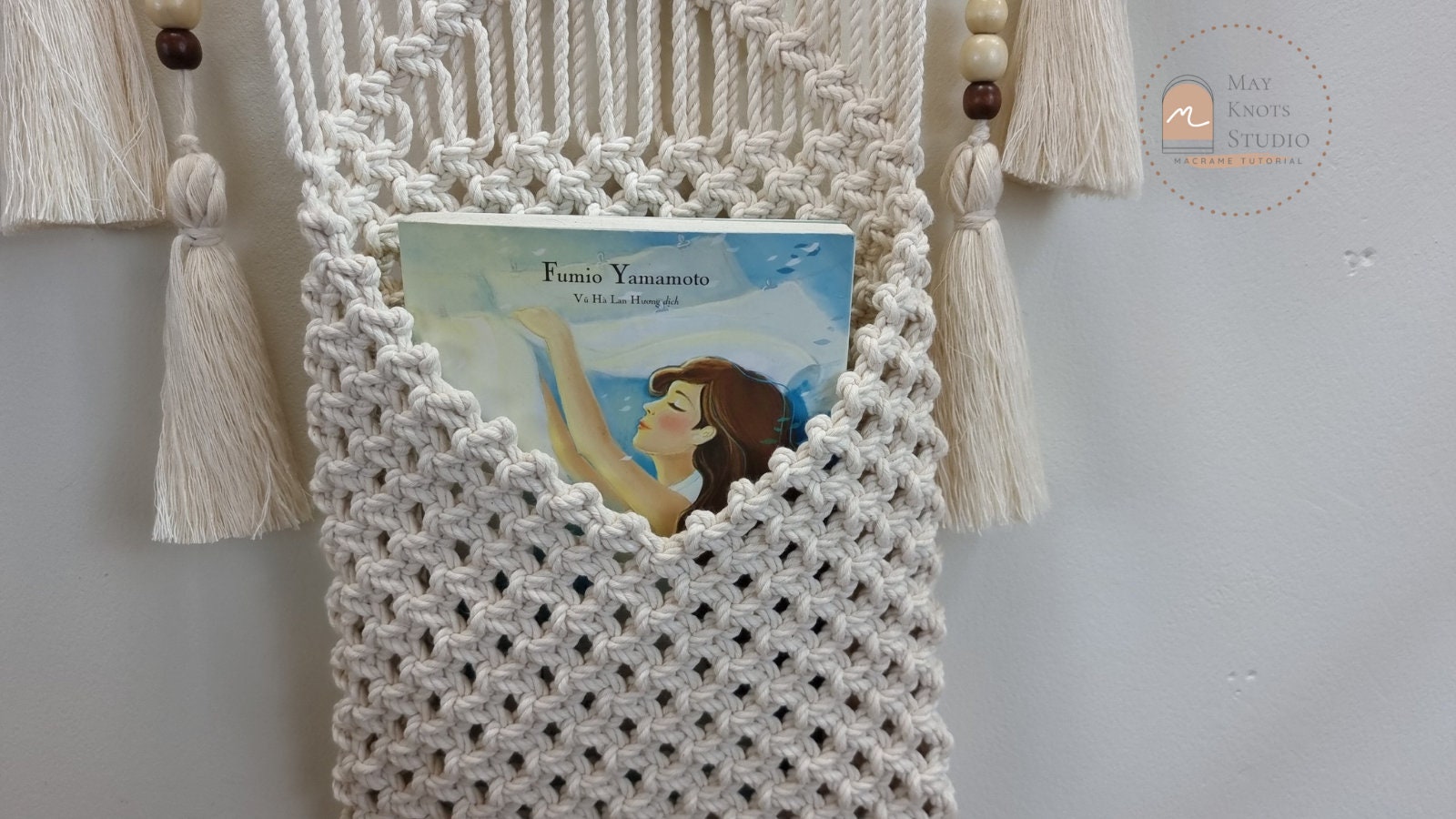 Macrame Pocket Wall Hanging for Books and Letters, Boho Weaving Wall ...