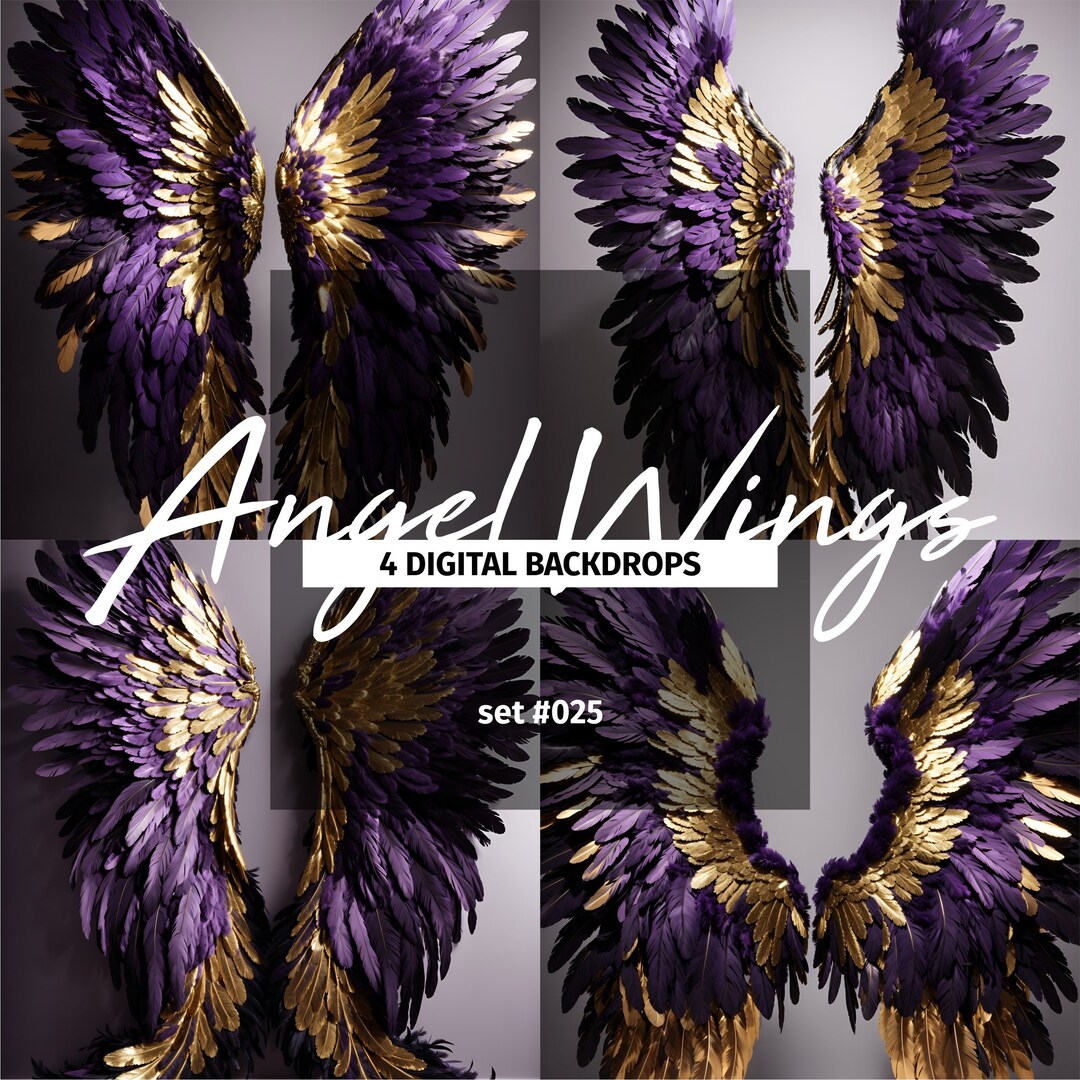 Angel Wings Purple Gold Wings Angel Background Backdrop Digital ...