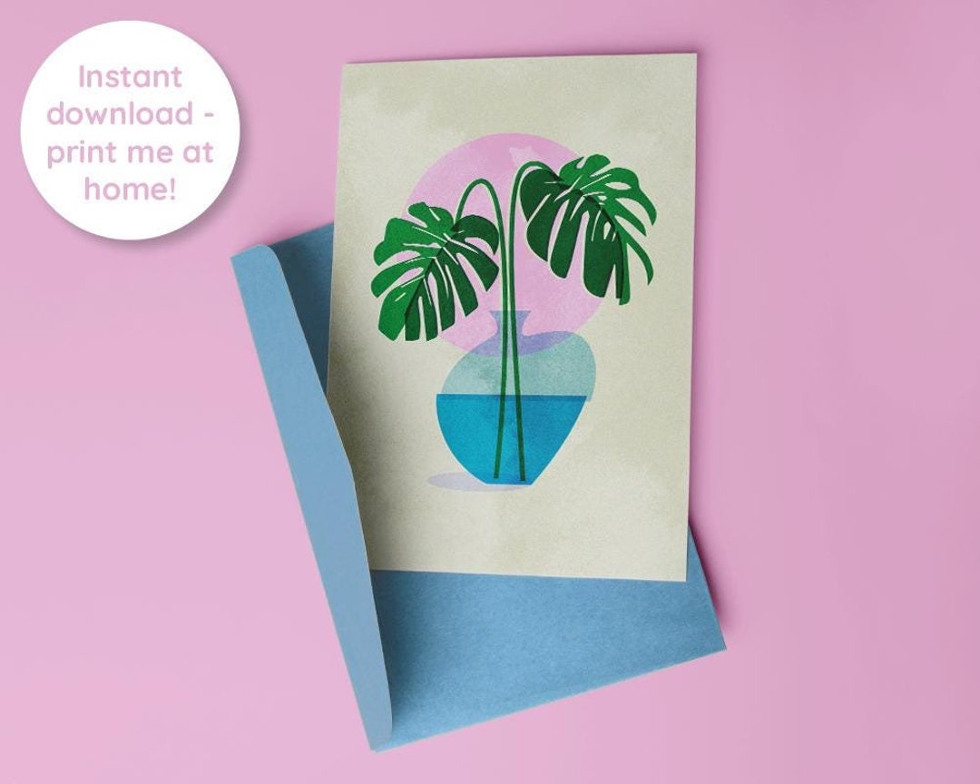 Printable Monstera Birthday Card / Greeting Card / Instant Print / Last ...