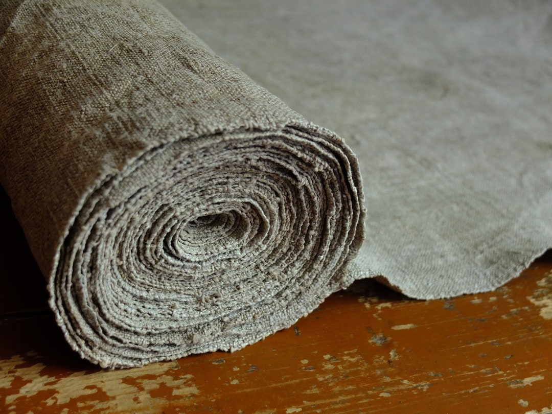 11.54yds/19.3 Handwoven Raw Hemp Fabric, Antique Natural Hemp Material ...
