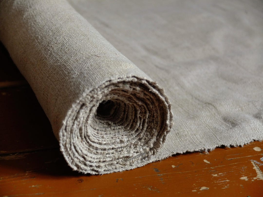 5.88yds/18.1" Rustic Raw Hemp Fabric, Antique Handwoven Cloth, Country ...