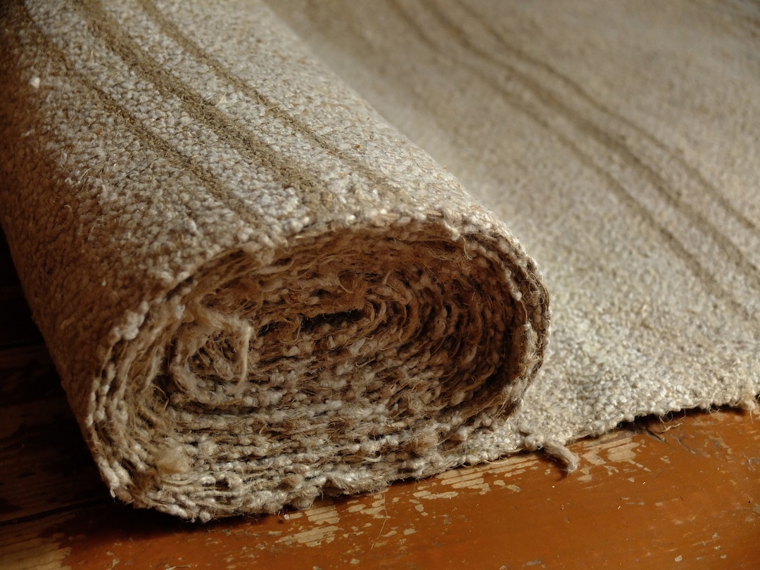Reserved7.12yds/32.7 Natural Color Stripe Handwoven Hemp Floor Runner ...