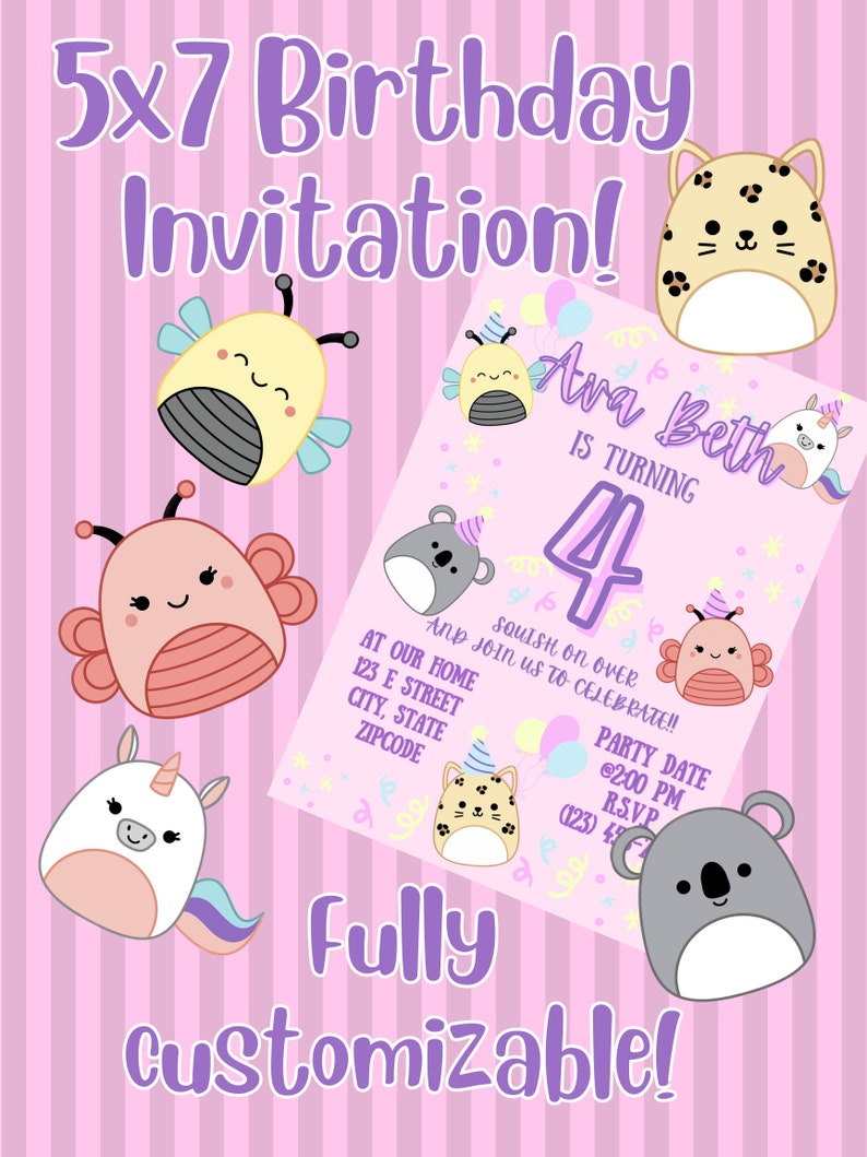 Squishmallow Birthday Party Invitation! - Etsy