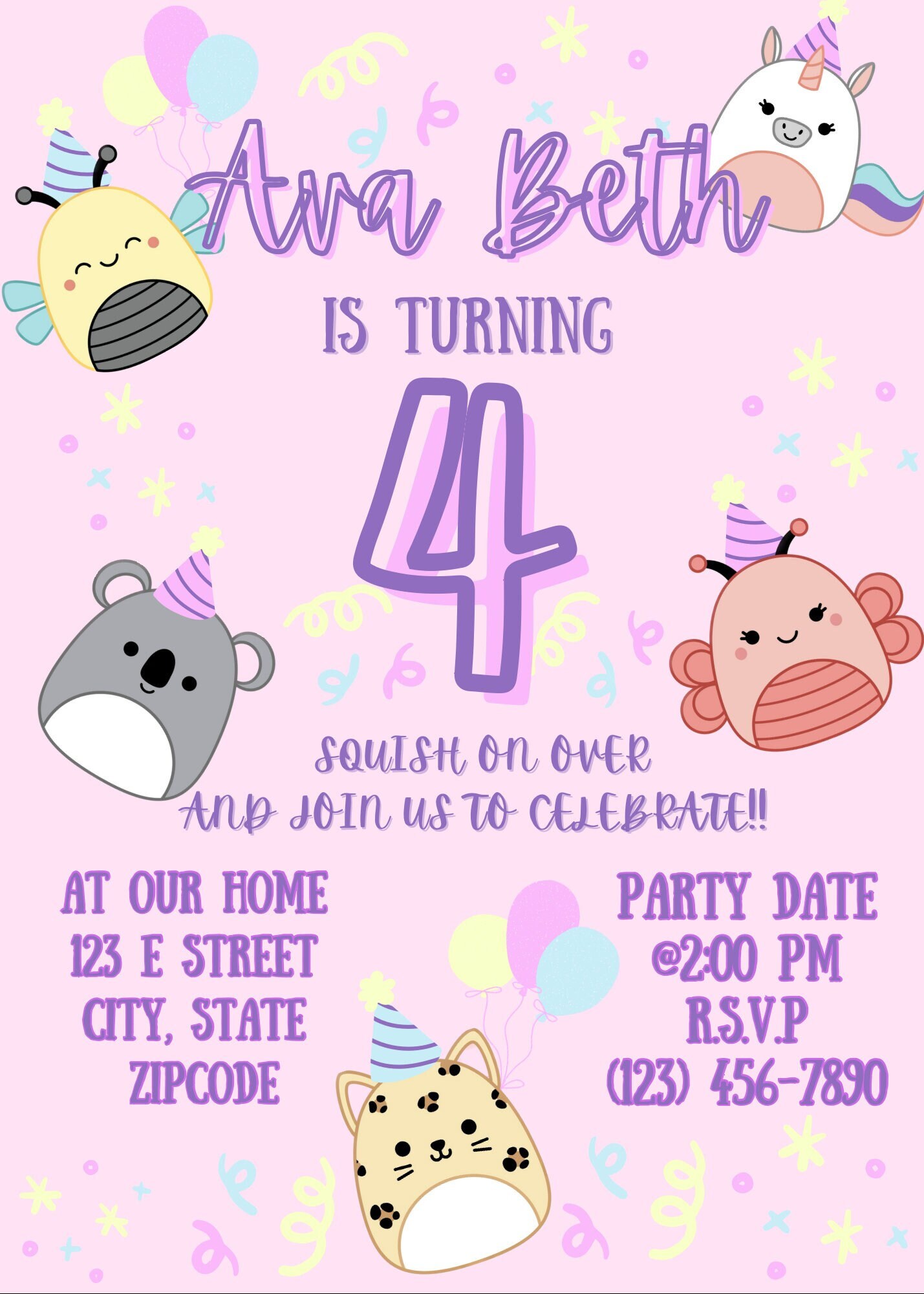 Squishmallow Birthday Party Invitation! - Etsy