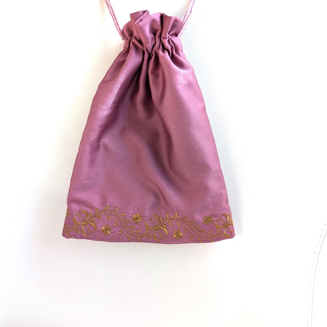 Regency Bag Reticule Empire Made of Cotton Satin Lined Old Pink With ...