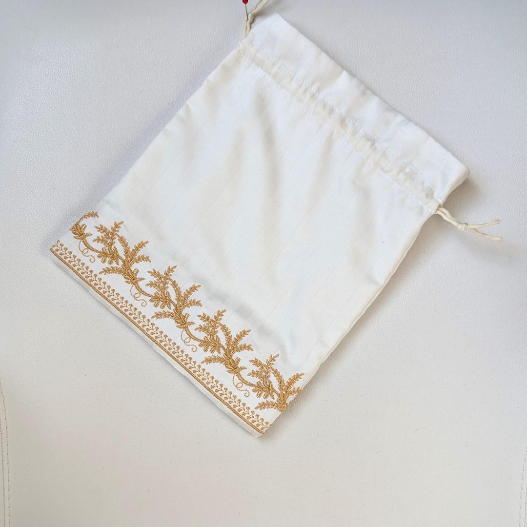 Small Reticule Regency Bag With Gold Embroidery and Silk Ribbon - Etsy