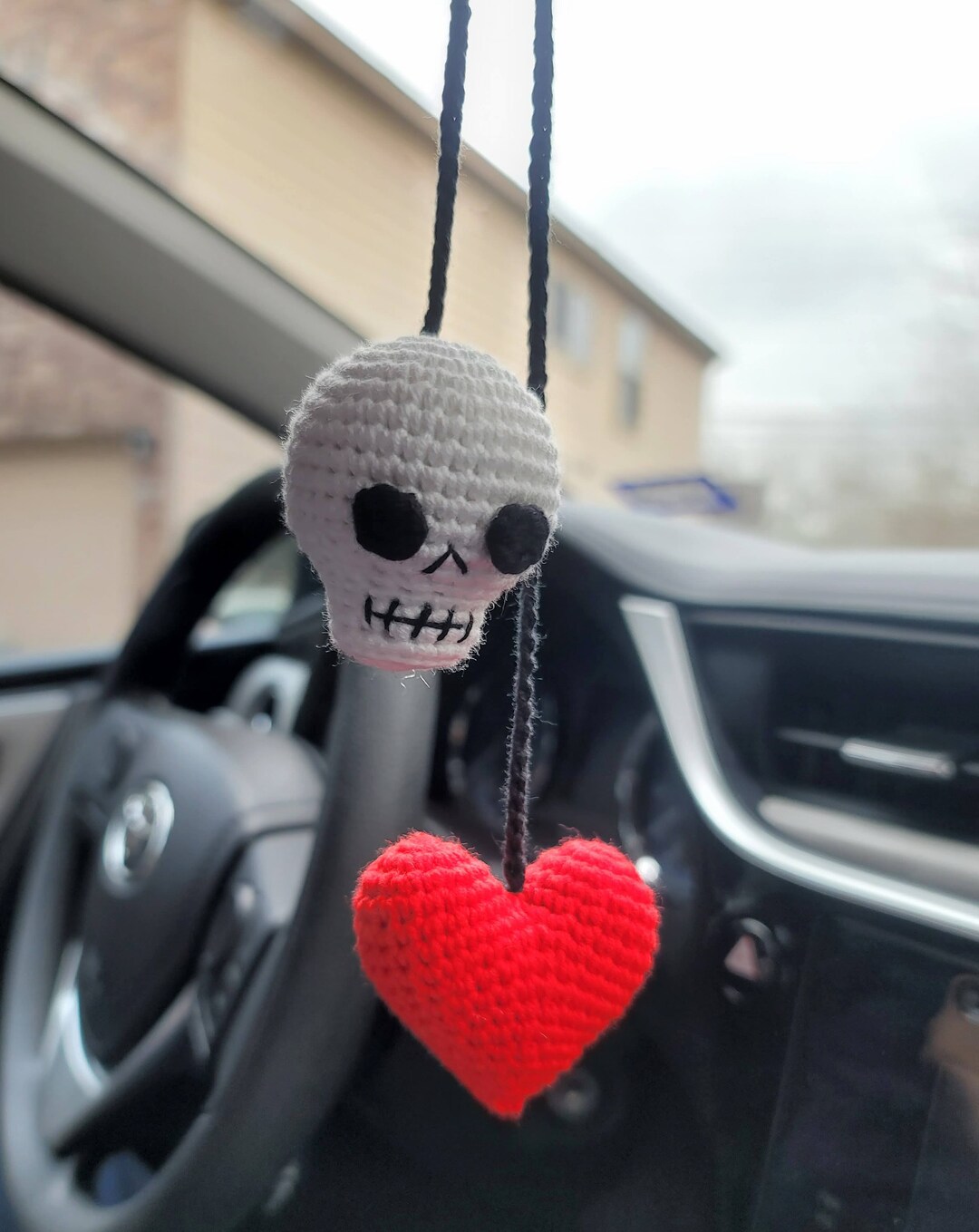 Amigurumi Skull and Heart Crochet Plushies | Keychains | Car ...