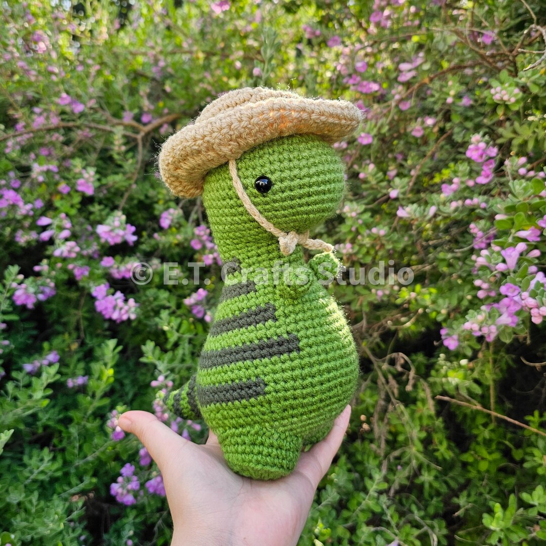 Amigurumi Cowboy Timothy, the T-rex Green Dinosaur Crochet Stuffed Toy ...