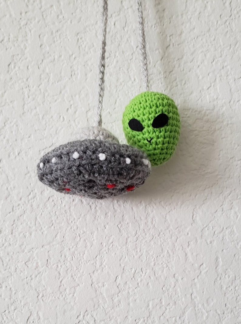 Amigurumi Alien and UFO Car Rear View Mirror Accessories | Etsy