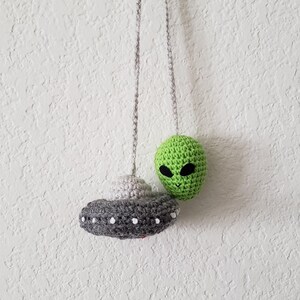 Amigurumi Alien and UFO Car Rear View Mirror Accessories | Etsy