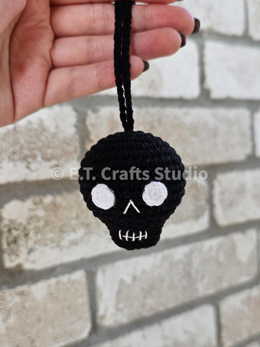 Amigurumi Black & White Inverted Skull Crochet Plushies | Keychains ...