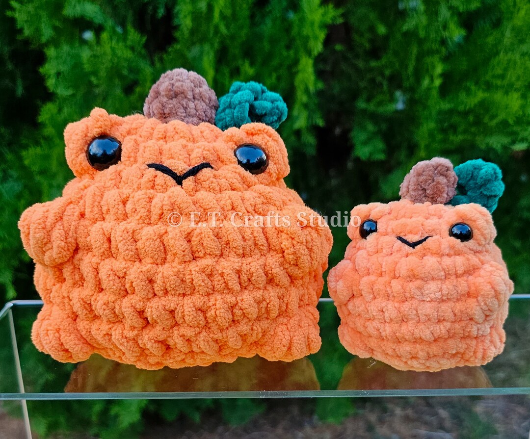 Amigurumi Cute Cheeky Orange Pumpkin Toad Halloween Fall Frog Crochet ...