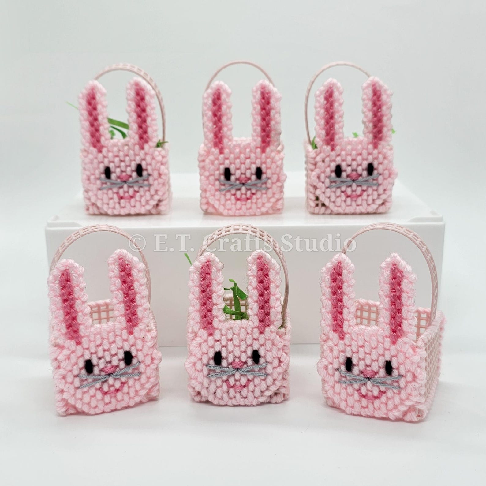 Cute Needlepoint Set of 6 Mini Bunny Basket Easter Birthday Party ...