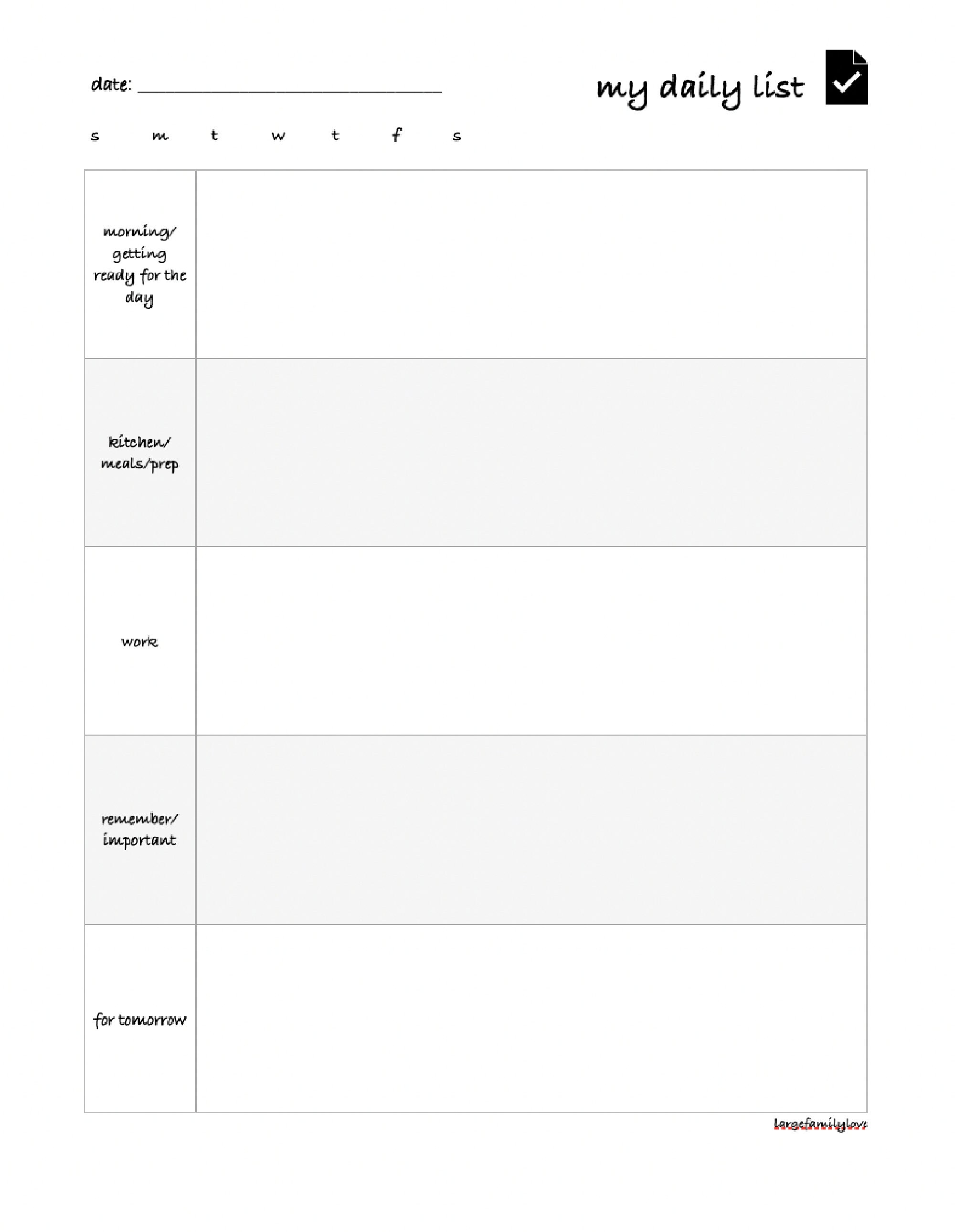 Pre-filled Daily List Planning Printable black & White - Etsy