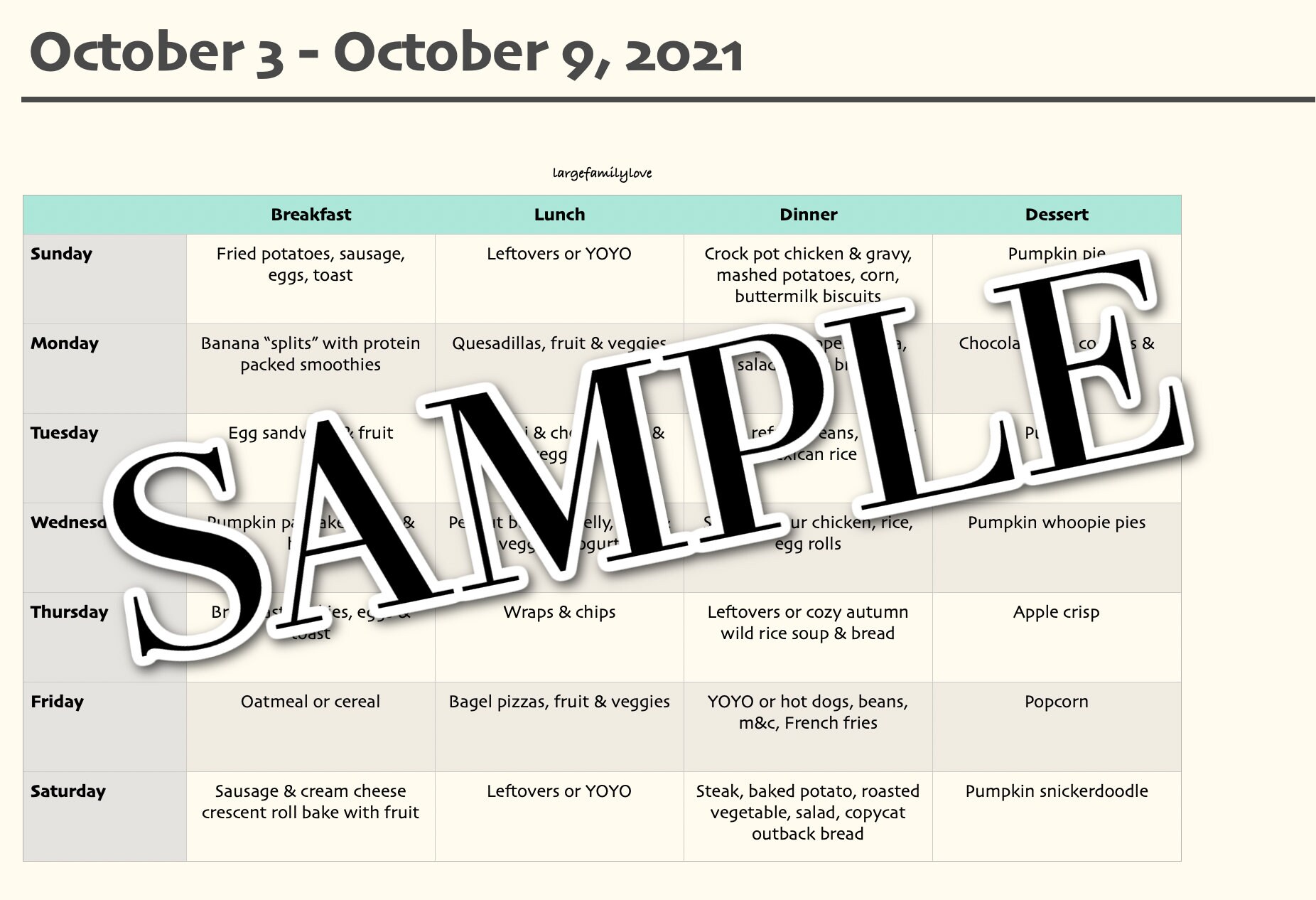 October 2021 Monthly Meal Plan! || an ENTIRE Month Planned FOR YOU! - Etsy