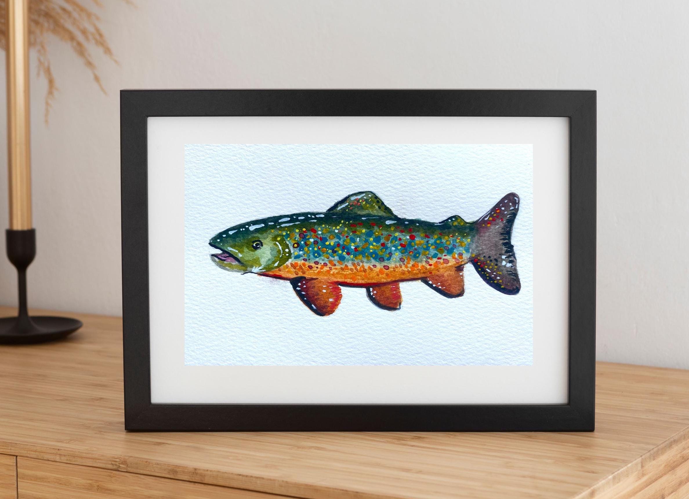 Rainbow Trout Fish Watercolor Painting Print 8x10" - Etsy