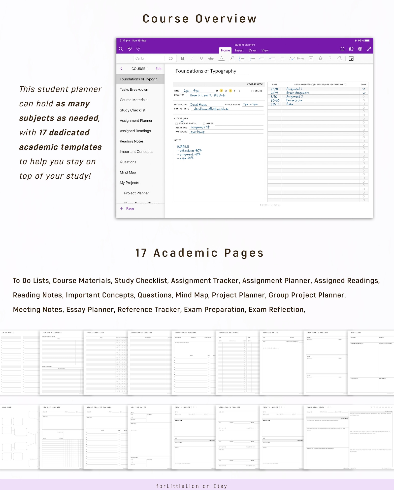 Onenote STUDENT Templates One Note Academic Templates Android - Etsy
